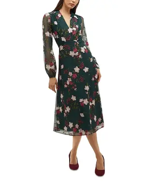 HOBBS LONDON Flo Embroidered Midi Dress - Evergreen Multi