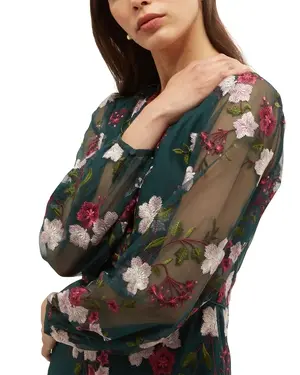 HOBBS LONDON Flo Embroidered Midi Dress