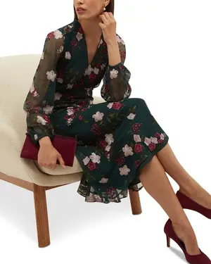 HOBBS LONDON Flo Embroidered Midi Dress