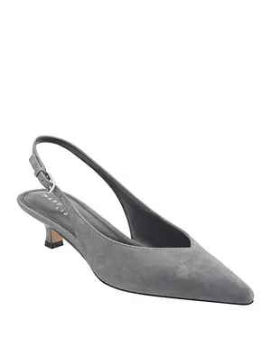 MARC FISHER LTD. Luciey Pointed Suede Slingback Pumps - Dark Gray