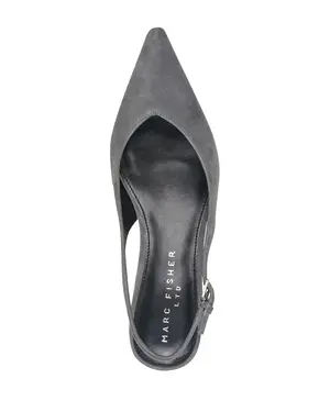 MARC FISHER LTD. Luciey Pointed Suede Slingback Pumps - Dark Gray