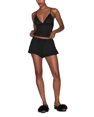 FLEUR DU MAL Butter Rib Flutter Shorts - Black