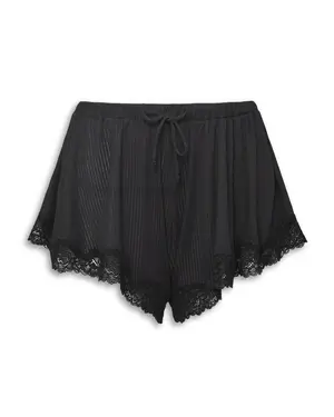 FLEUR DU MAL Butter Rib Flutter Shorts - Black