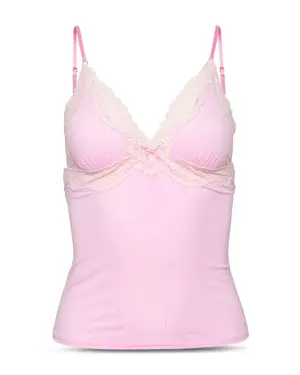 FLEUR DU MAL Butter Rib Camisole Top - Bubblegum