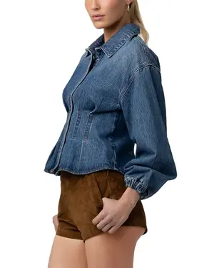 Blanknyc Cotton Denim Peplum Shirt