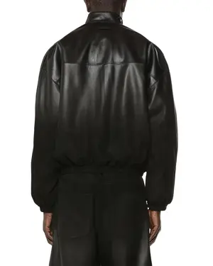 PURPLE BRAND Leather Zip Track Jacket