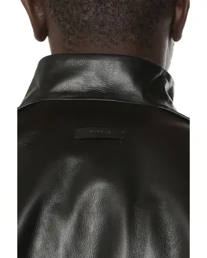 PURPLE BRAND Leather Zip Track Jacket
