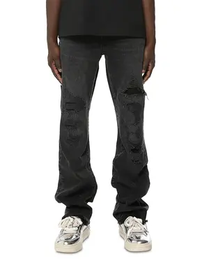 PURPLE BRAND Heavy Destroy Slim Flare Jeans