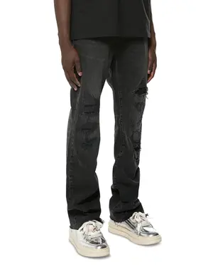 PURPLE BRAND Heavy Destroy Slim Flare Jeans