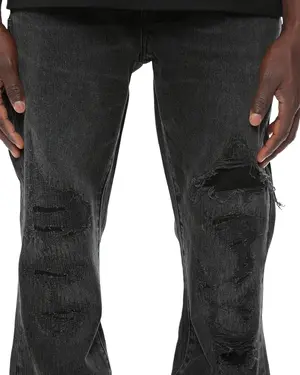 PURPLE BRAND Heavy Destroy Slim Flare Jeans