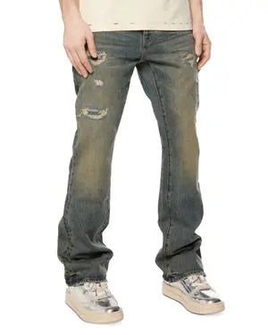 PURPLE BRAND Quilted Destroy Bootcut Jeans