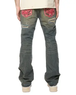 PURPLE BRAND Quilted Destroy Bootcut Jeans