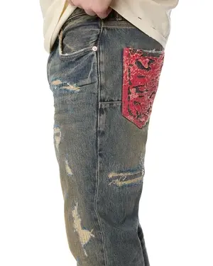 PURPLE BRAND Quilted Destroy Bootcut Jeans