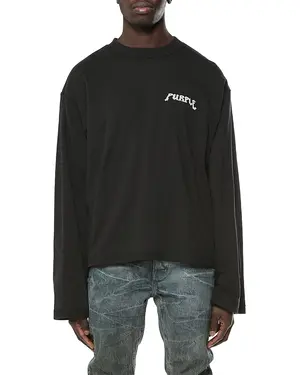 PURPLE BRAND Cropped Screen Print Logo Shirt