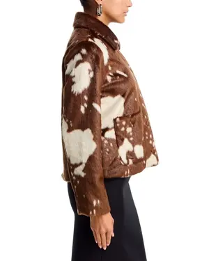 Aqua Faux Fur Cow Print Jacket