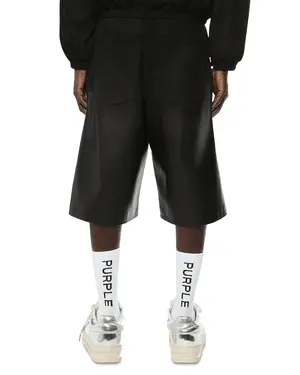 PURPLE BRAND Relaxed 13.5" Leather Track Shorts