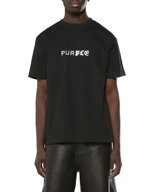 PURPLE BRAND Old English Cotton Logo T-shirt - Black