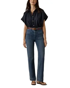 Faherty Brand Heirloom Dobby Lucia Cotton Top - Black