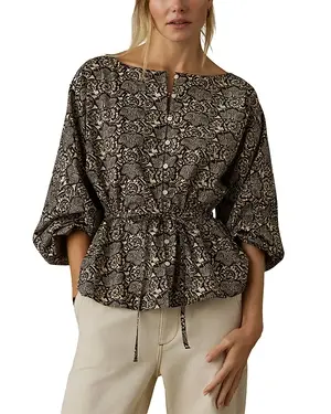 Faherty Brand Printed Cotton Blouse
