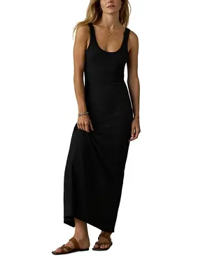 Faherty Brand Cotton Sunwashed Slub Pocket Tank Dress - Black