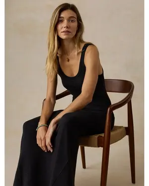 Faherty Brand Cotton Sunwashed Slub Pocket Tank Dress - Black