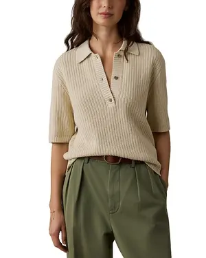 Faherty Brand Miramar Short Sleeve Linen Cotton Polo - Summer Sand