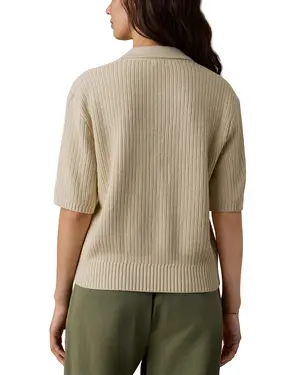 Faherty Brand Miramar Short Sleeve Linen Cotton Polo - Summer Sand