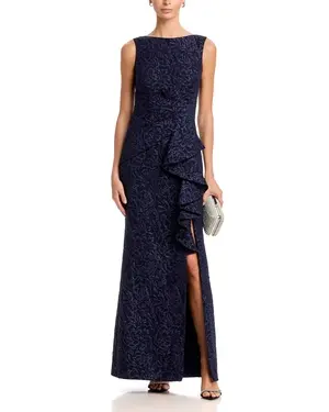 Eliza J Sleeveless Ruffle Front Gown