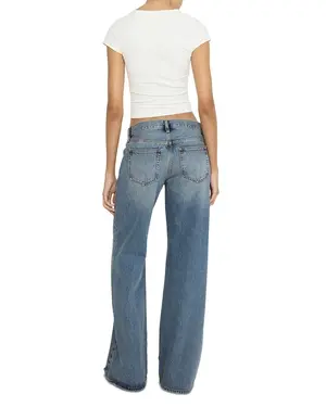 FRAME The Leo Low Rise Wide Leg Jeans - Rivage