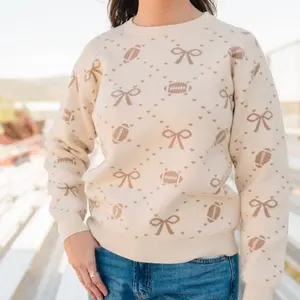 SWEET WINK Football And Bows Patterned Sweater