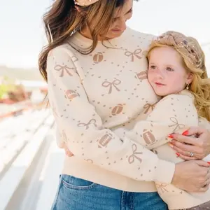 SWEET WINK Football And Bows Patterned Sweater