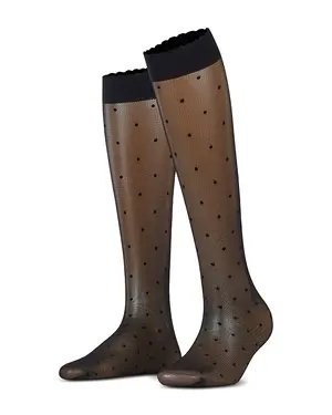 Falke Dot Sheer Knee High Socks - Black