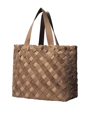 NAGHEDI Medium Woven Stripe Suede & Fabric Tote