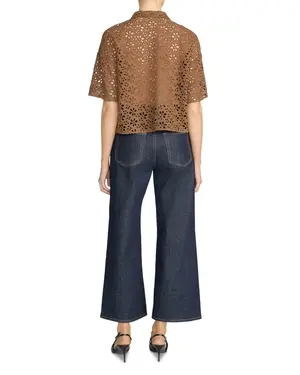 FRAME The Downing Eyelet Embroidered Polo Shirt