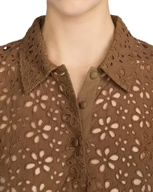 FRAME The Downing Eyelet Embroidered Polo Shirt