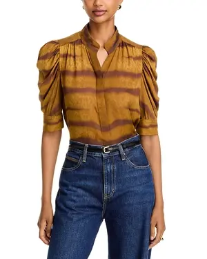 FRAME The Gillian Silk Top - Light Tiger Multi