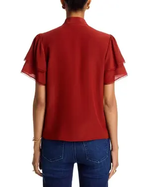 FRAME The Silk Arcadia Tiered Sleeve Top - Paprika
