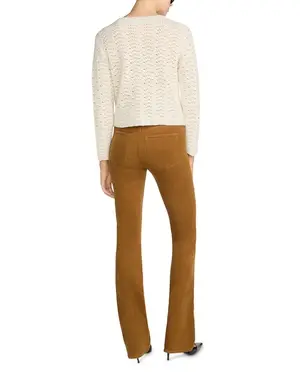 FRAME The Chevron Cotton & Wool Crewneck Cardigan Sweater