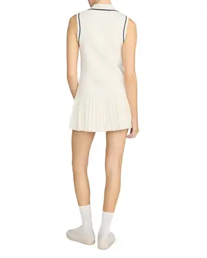 FRAME Tennis Pleated Mini Dress With Racquet Embroidery