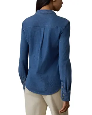 Faherty Brand Sunwashed Knit Cotton Shirt - Medium Indigo Wash