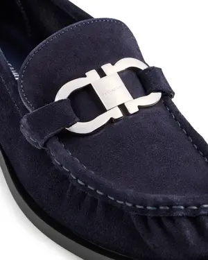 FERRAGAMO Maryan Soft Hug Gancini Loafers - Navy