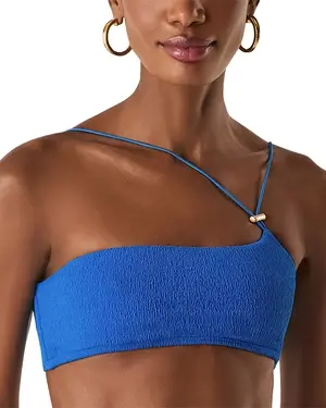VIX PAULA HERMANNY Pixie Asymmetrical Bandeau Bikini Top - Blue