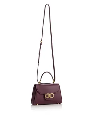 FERRAGAMO Double Gancini Leather Top Handle Bag