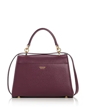 FERRAGAMO Double Gancini Leather Top Handle Bag