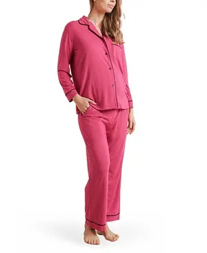 NOM MATERNITY Heart On My Sleeve Pajama Set - Raspberry