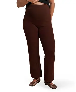 NOM MATERNITY Georgina Foldover Maternity Knit Pants - Chocolate
