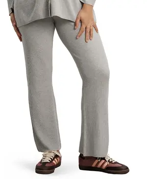 NOM MATERNITY Georgina Foldover Maternity Knit Pants - Heather Grey