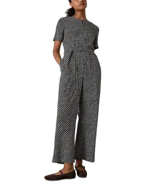 Whistles Check Short Sleeve Jumpsuit
