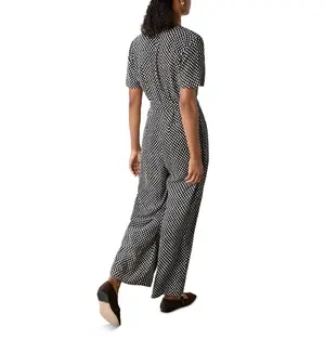 Whistles Check Short Sleeve Jumpsuit