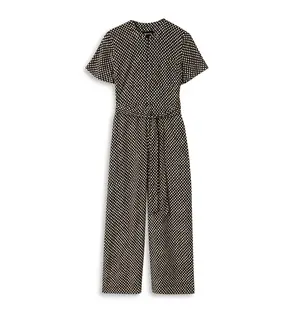 Whistles Check Short Sleeve Jumpsuit